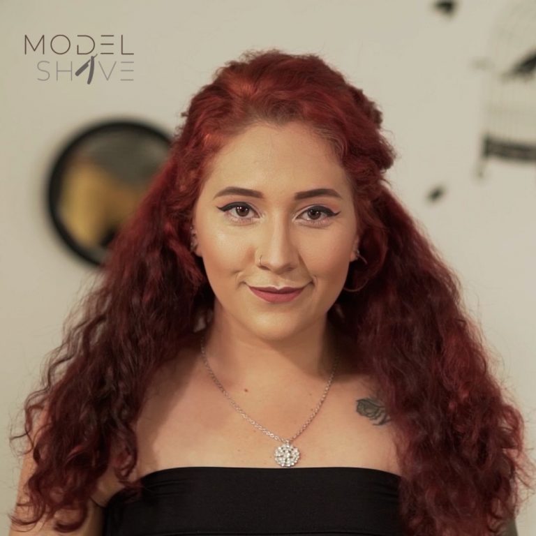 Brunette girl gets a total head shave. - Model Shave